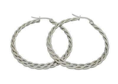 China Mens Curb Cuban Link 304 Stainless Steel Earring Hoops With Silver Plated for sale