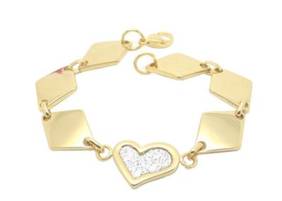 China Geometric Flat Lozenge Link Charm Bracelet Stainless Steel Fashion Jewelry For Girls for sale