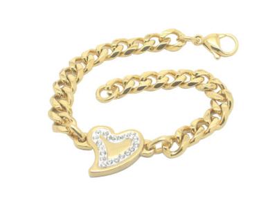 China Heart Shaped Charm Stainless Steel Bangle Bracelets For Women , Adjustable for sale