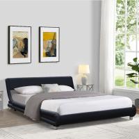 China plywood Black Faux Leather Upholstered Bed Europe Style Curve Shape for sale