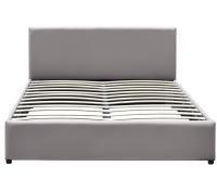 China Gas Lift Upholstered Storage Bed Double Grey Plywood Faux Leather for sale
