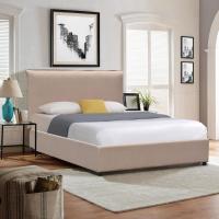 China King Size Upholstered Bed Frame Plywood Foam Fabric Material Comfortable High Headboard for sale