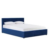 China Blue Velvet Upholstered Gas Lift Storage Bed King Size Plywood Material for sale