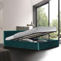 China Green Fabric Comfortable Upholstery Storage Bed Double Size For Bedroom for sale