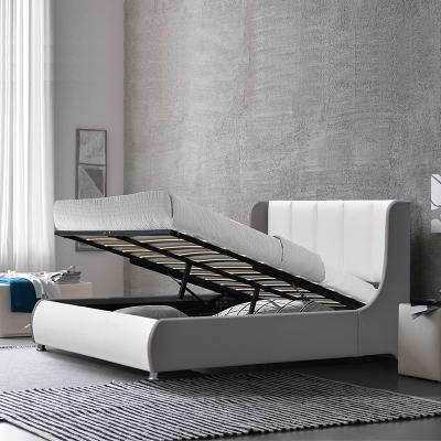 China High Headboard Queen Size Upholstered Bed Frame With Storage Ear Siderails for sale
