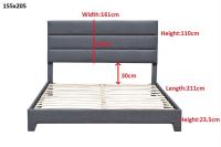 China Modern Queen Size Upholstered Platform Bed With Adjustable Height Headboard for sale