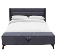 China Queen Size Upholstered Bed Frame Durable Wood Slat With Storage Ottoman for sale