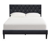 China Black Facux Leather Upholstered Platform Bed Frame Queen Size With Tufted Headboard for sale
