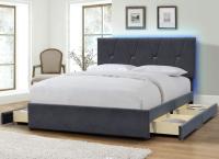 China Upholstery Wooden Four Drawer Storage Bed Queen Size With LED Headboard for sale