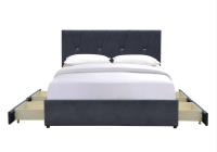 China Upholstery Wooden Four Drawer Storage Bed Queen Size With LED Headboard for sale