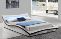 China Faux Leather LED Upholstered Bed Frame King Size Comfortable For Sleep FSC for sale