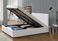 China Easy Assemble Gas Lift Storage Bed PU Leather Upholstered Plywood Bed Frame for sale