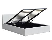 China Easy Assemble Gas Lift Storage Bed PU Leather Upholstered Plywood Bed Frame for sale