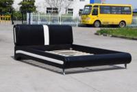 China Bendwood Faux Leather Bed OED OMD Black Upholstered Double Bed Frame for sale