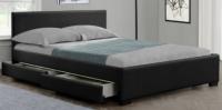 China Sunny LED Upholstered Bed Frame With Storage Drawers Black PU Fabric for sale