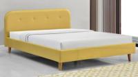 China Sunny Yellow Linen Fabric Bed Frame Upholstered With Headboard CE Certification for sale