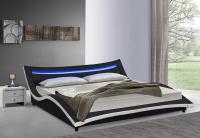 China PU Leather Curved Upholstered Bed Frame Plywood With LED Easy Assemble for sale