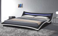 China PU Leather Curved Upholstered Bed Frame Plywood With LED Easy Assemble for sale