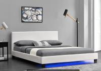 China Modern PU Leather Upholstered Bed Frame Plywood With LED Bed Frame for sale