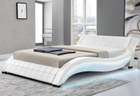 China Upholstered Plywood Bed Frame Wave Shape PU Leather With LED Both Side Rails for sale