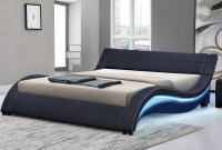 China Upholstered Plywood Bed Frame Wave Shape PU Leather With LED Both Side Rails for sale