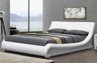 China PU Plywood Upholstered Sleigh Bed Frame With RGB LED Headboard for sale