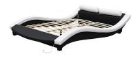 China Wave Shape Upholstered Bed Frame PU Leather Plywood With LED Footboard for sale