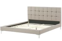 China Plywood Upholstered Sleigh Bed Frame Leather With Dimond Buttons Headboard for sale