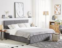 China Upholstered Plywood Bed Frame Grey Velvet Fabric With Gas Lift Storage for sale