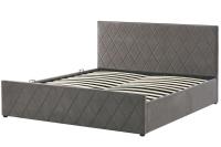 China Upholstered Plywood Bed Frame Grey Velvet Fabric With Gas Lift Storage for sale