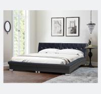 China PU Leather Upholstered Bed Frame Plywood Black For Bedroom Furniture for sale