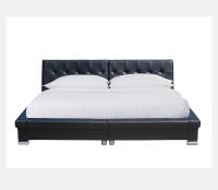 China PU Leather Upholstered Bed Frame Plywood Black For Bedroom Furniture for sale