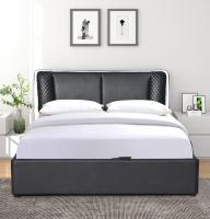 China SUNNY Classic Black PU Leather Bed Wooden Bed Frame With Lift Up Storage for sale