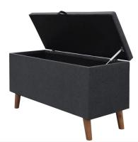 China Dark Grey Fabric Storage Ottoman Hidden Foldable Storage Stool for sale