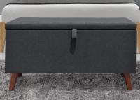 China Dark Grey Fabric Storage Ottoman Hidden Foldable Storage Stool for sale
