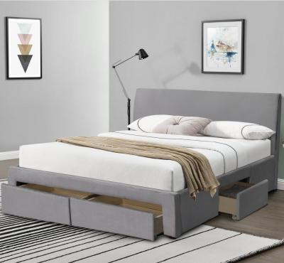 China 4 Drawer Hidden Sliding Storage Bed Grey Velvet Fabric SGS Certificate for sale
