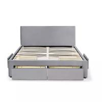 China 4 Drawer Hidden Sliding Storage Bed Grey Velvet Fabric SGS Certificate for sale