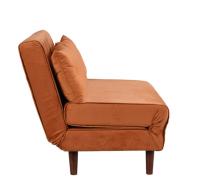 China 2 Seater Small Double Folding Sofa Bed Orange Velvet Upholstered Trundle Daybed for sale