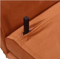China 2 Seater Small Double Folding Sofa Bed Orange Velvet Upholstered Trundle Daybed for sale