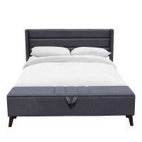 China Storage Ottoman King Size Upholstered Bed Frame Durable Wood Grey Slat for sale