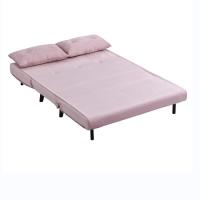 China Tri Foldable Upholstered Trundle Daybed 2 Seater Pink Velvet Sofa Bed Chair for sale