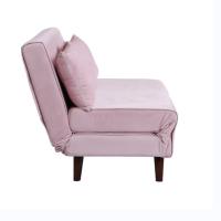 China Tri Foldable Upholstered Trundle Daybed 2 Seater Pink Velvet Sofa Bed Chair for sale