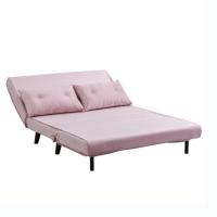 China Tri Foldable Upholstered Trundle Daybed 2 Seater Pink Velvet Sofa Bed Chair for sale
