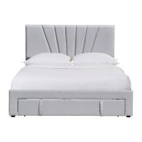 China Queen Size Fabric Leather Upholstered Storage Bed Ergonomic Grey Color With Drawer for sale