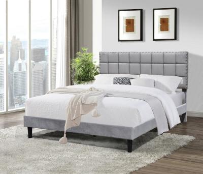 China Queen Size Upholstered Bed Frame Dark Grey With Adjustable Headboard Height for sale