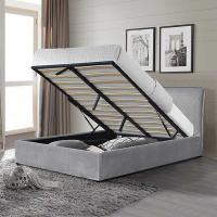 China Light Grey King Size Gas Lift Storage Bed PU Leather With Double Pillow Headboard for sale