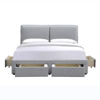 China Light Grey Linen Tufted Storage Bed 180x200cm Double Air Bag Headboard With Four Drawers for sale