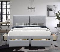 China Light Grey Linen Tufted Storage Bed 180x200cm Double Air Bag Headboard With Four Drawers for sale