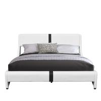 China 140 X 200 Cm LED Upholstered Bed Black / White Faux Leather With LED for sale