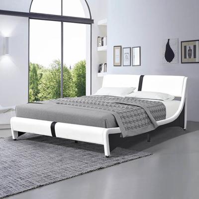 China 140 X 200 Cm LED Upholstered Bed Black / White Faux Leather With LED for sale